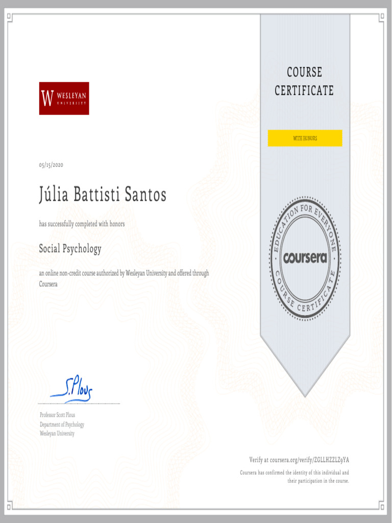 JULIA Certificate (1322) | PDF | Psychology