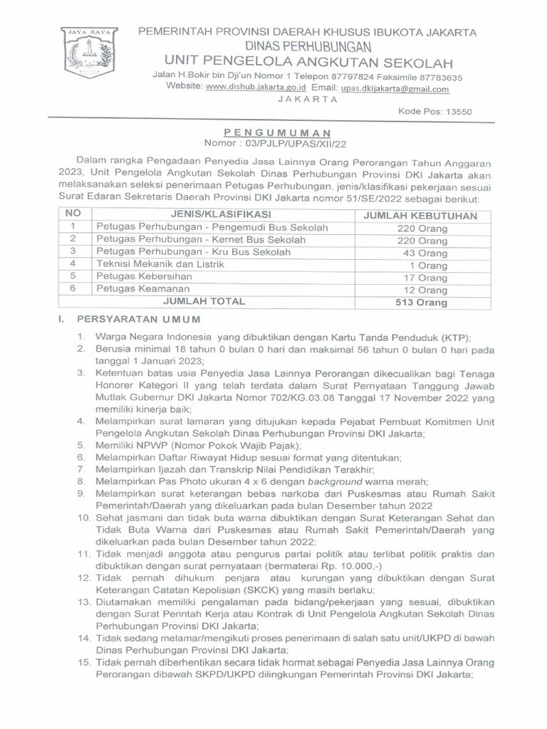 Pengadaan PJLP Upas 2023 | PDF