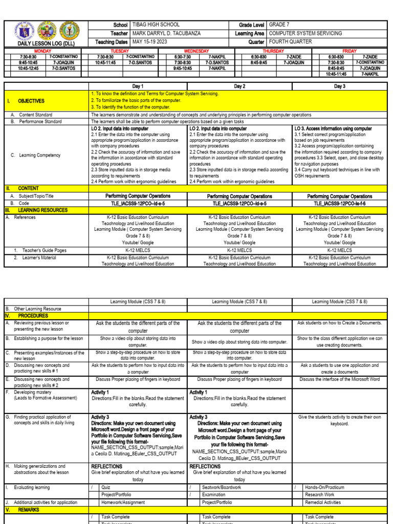 Dll-2023 g7 May 15-19 Css MD Tacubanza | PDF | Learning | Educational ...