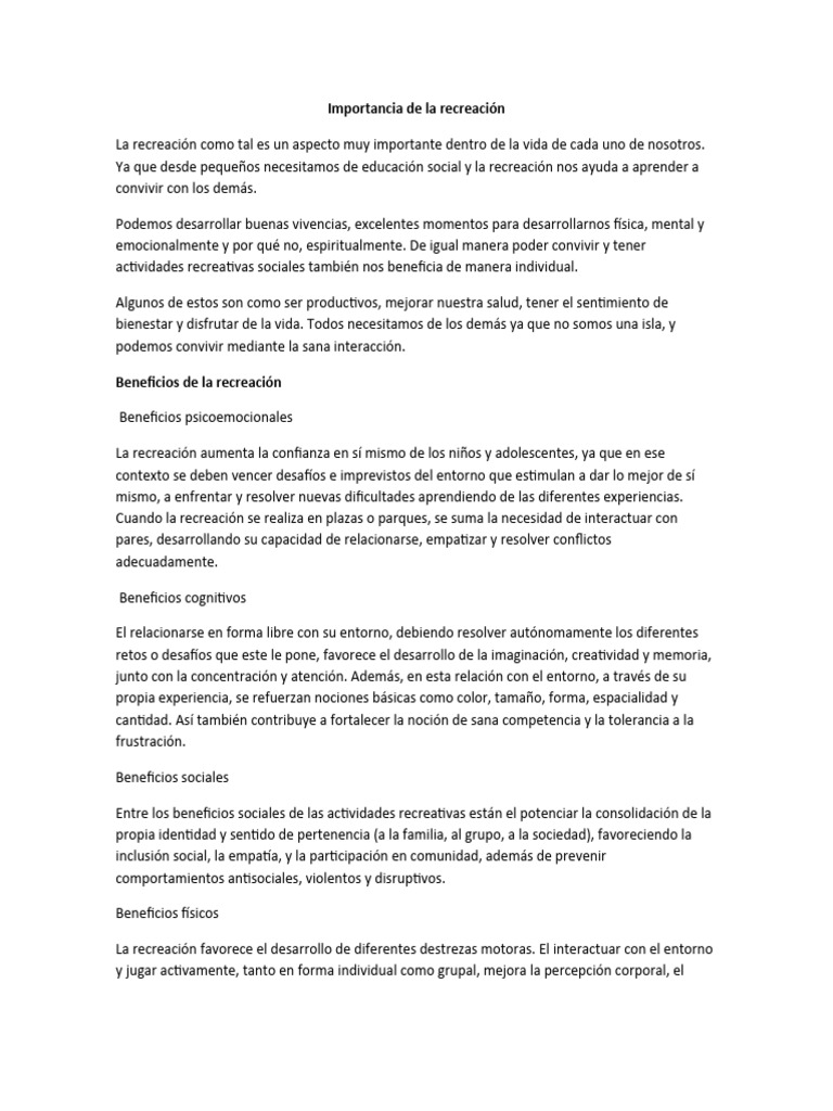 Mapa Mental Recreacion Pdf Recreación Aprendizaje