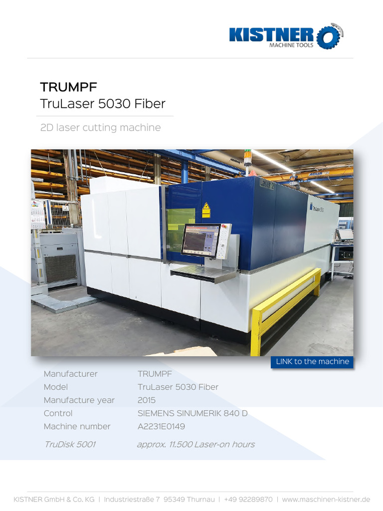 Trumpf Trulaser 5030 Fiber en | PDF | Technology & Engineering