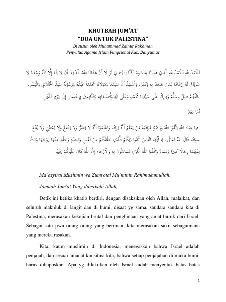 Doa Khutbah Jumat untuk Palestina | PDF