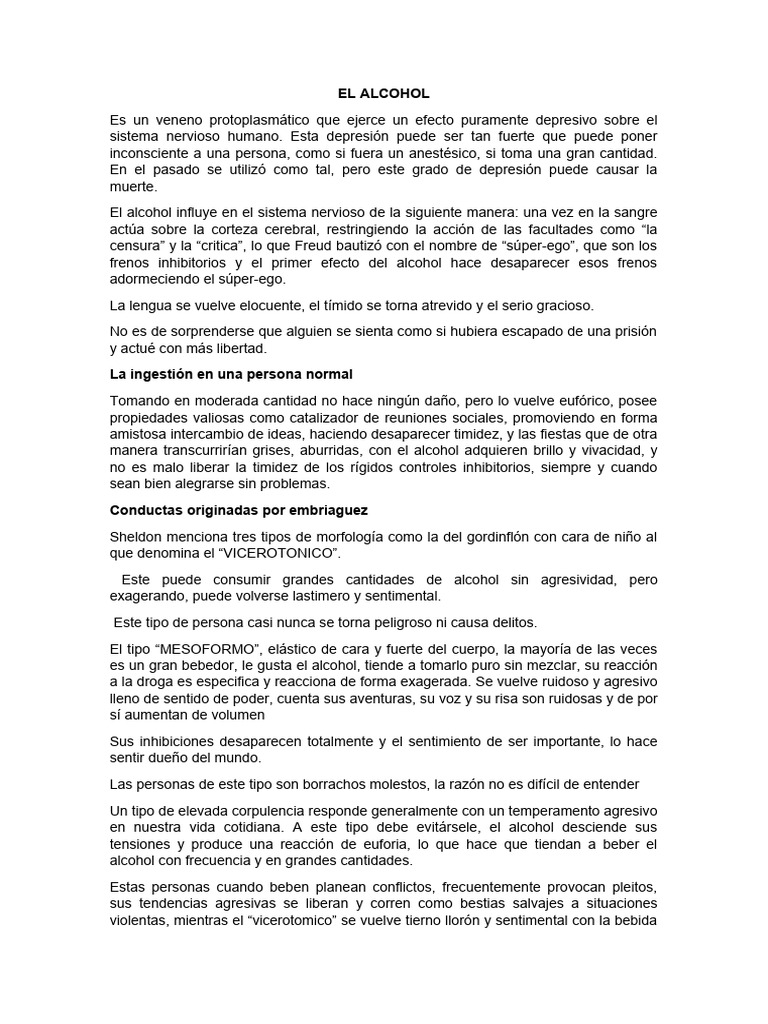 EL ALCOHOL | PDF | Alcoholismo | Las emociones