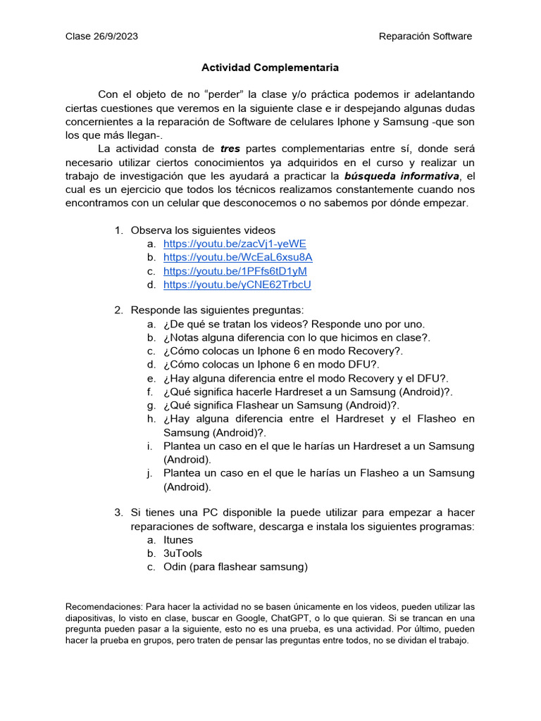 Actividad Complementaria Software | PDF