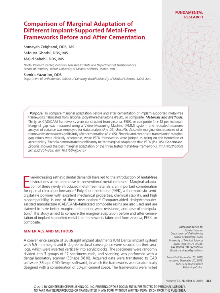 Comparing Retention and Internal Adaptation of UNITARIOS | PDF | Dental ...