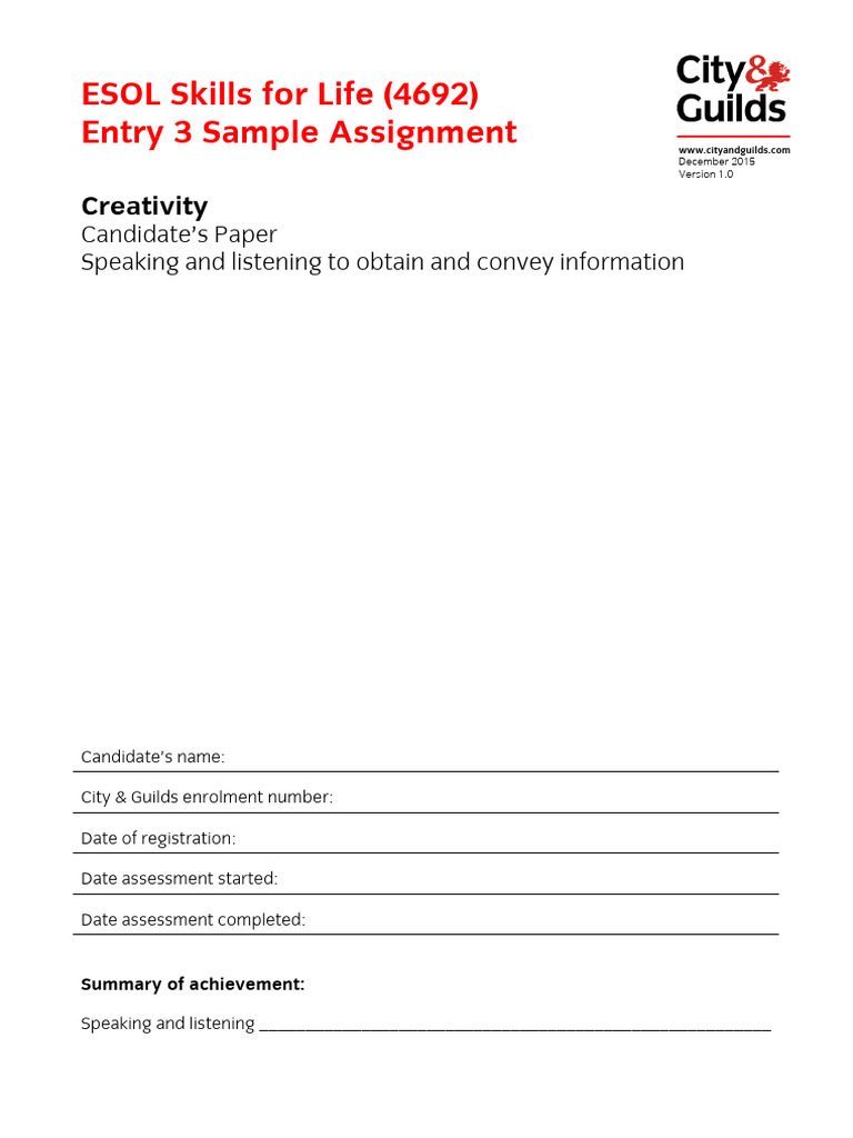 Creativity E3 Speaking and Listening CP Sample - v1.0 | PDF | Art