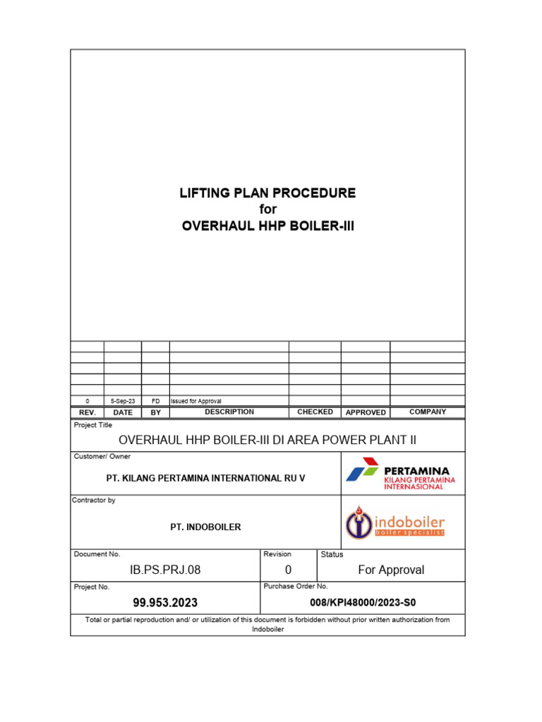 Lifting Plan Procedure | PDF