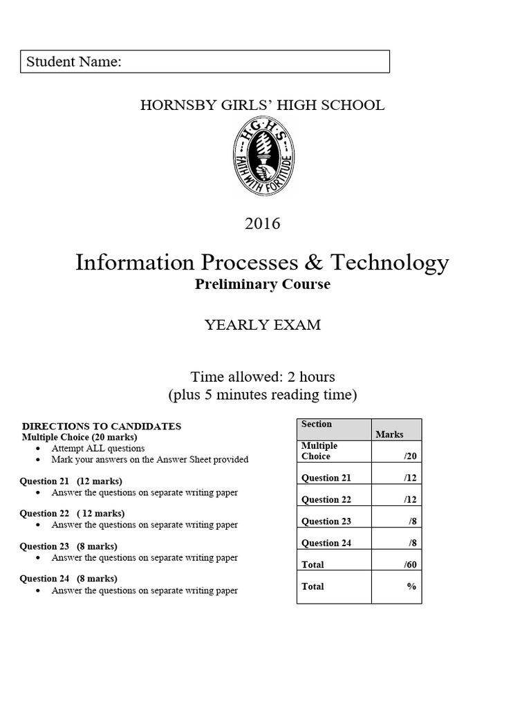 2016 IPT Prelim Yearly Exam 2016 | PDF | Information | Computer Data Storage