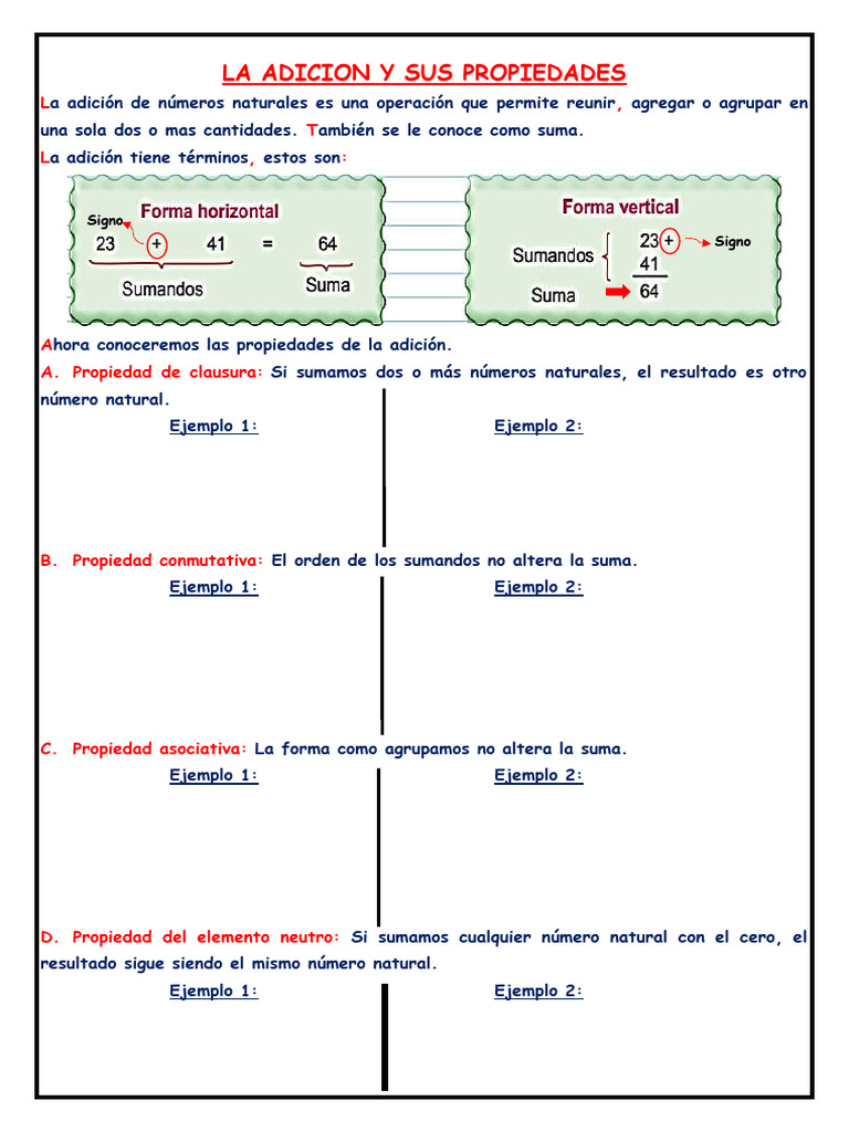 LA ADICION Y SUS PROPIEDADES PARA 4TO B - C | PDF