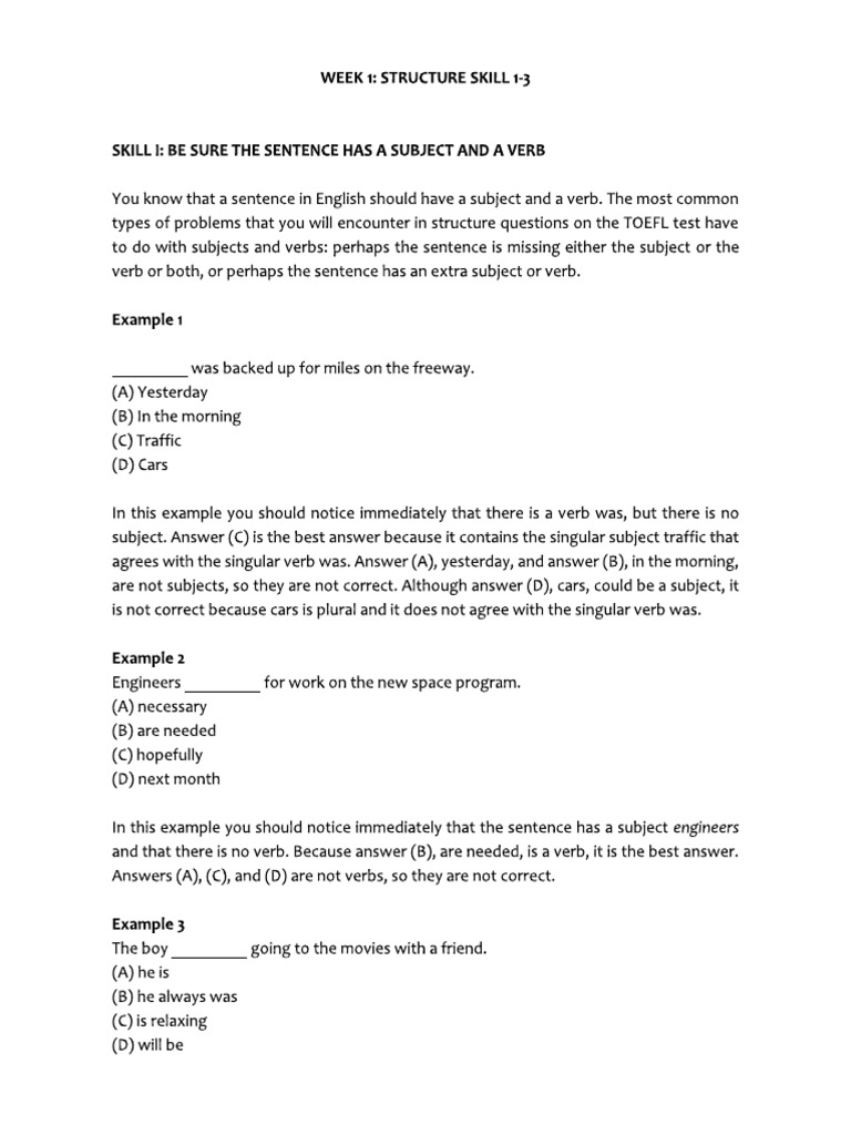 Week 2 Structure Skill 1-3 | PDF