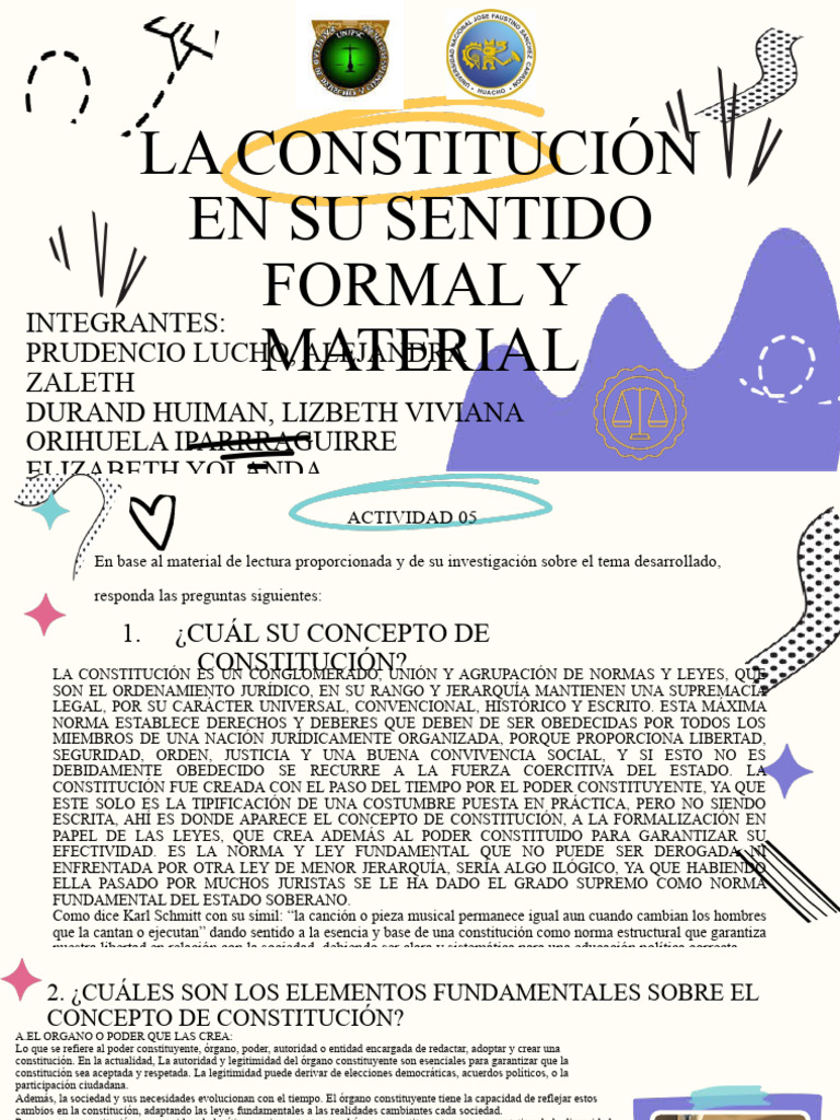 La Constitución en su sentido formal y material. | PDF | Constitución ...