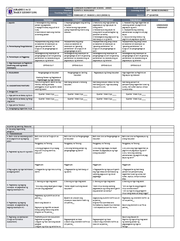 DLL 3RD Quarter Week 3 | PDF
