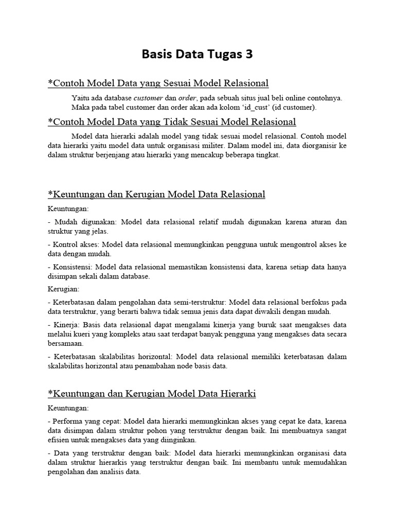 Model Data Relasional vs Hierarki | PDF