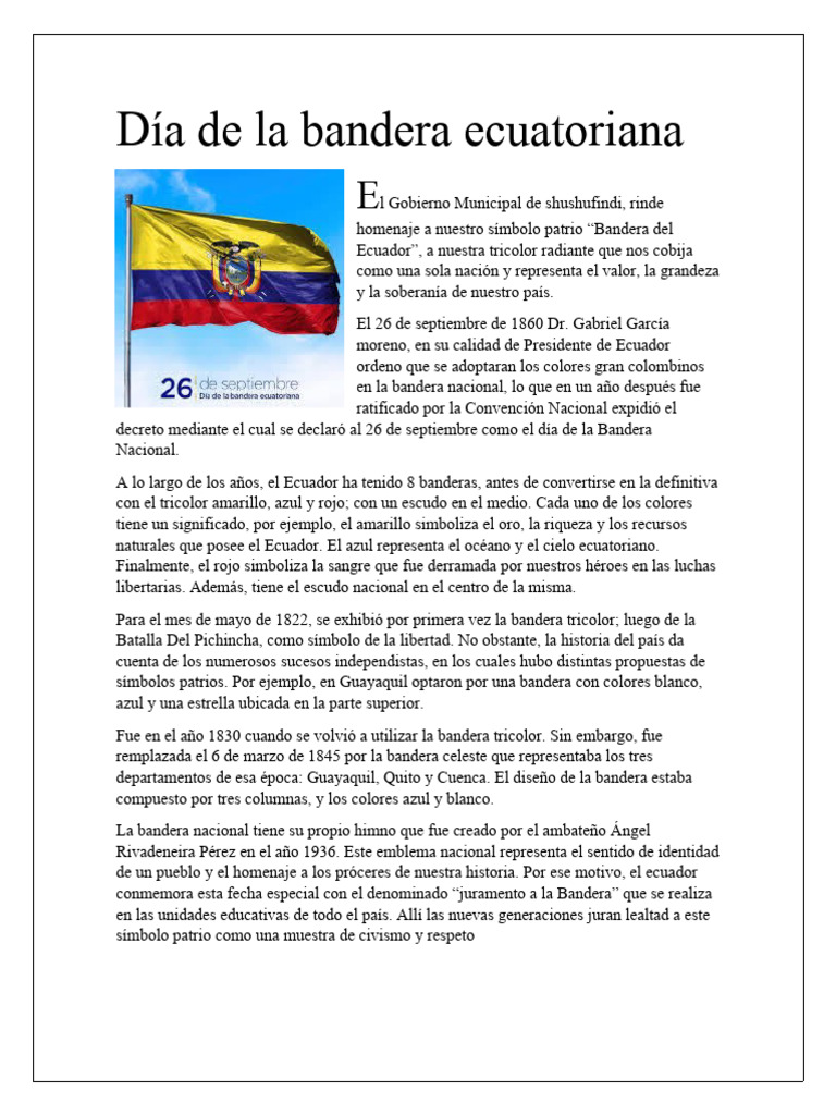 Día de La Bandera Ecuatoriana | Descargar gratis PDF | Ecuador | Los ...