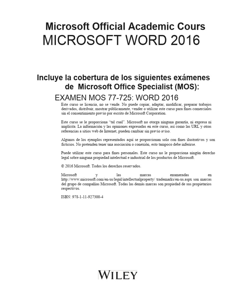 Spanish MOAC Word 2016 Core | PDF