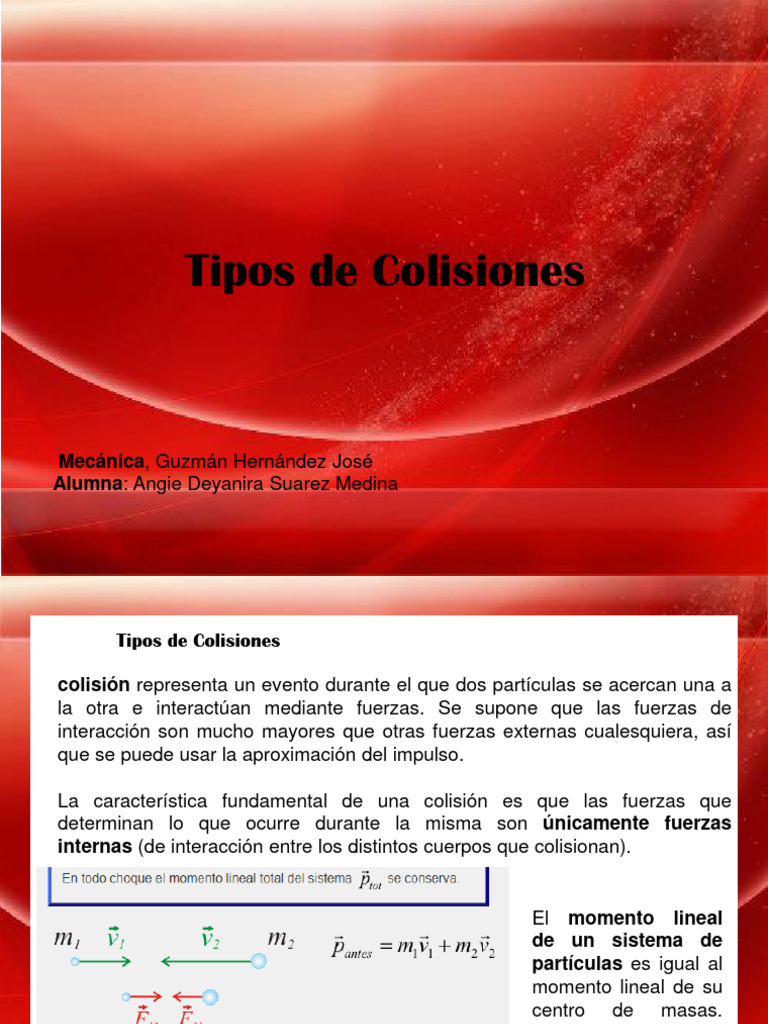 Tipos de Colisiones | PDF | Cantidades fisicas | Ciencias fisicas