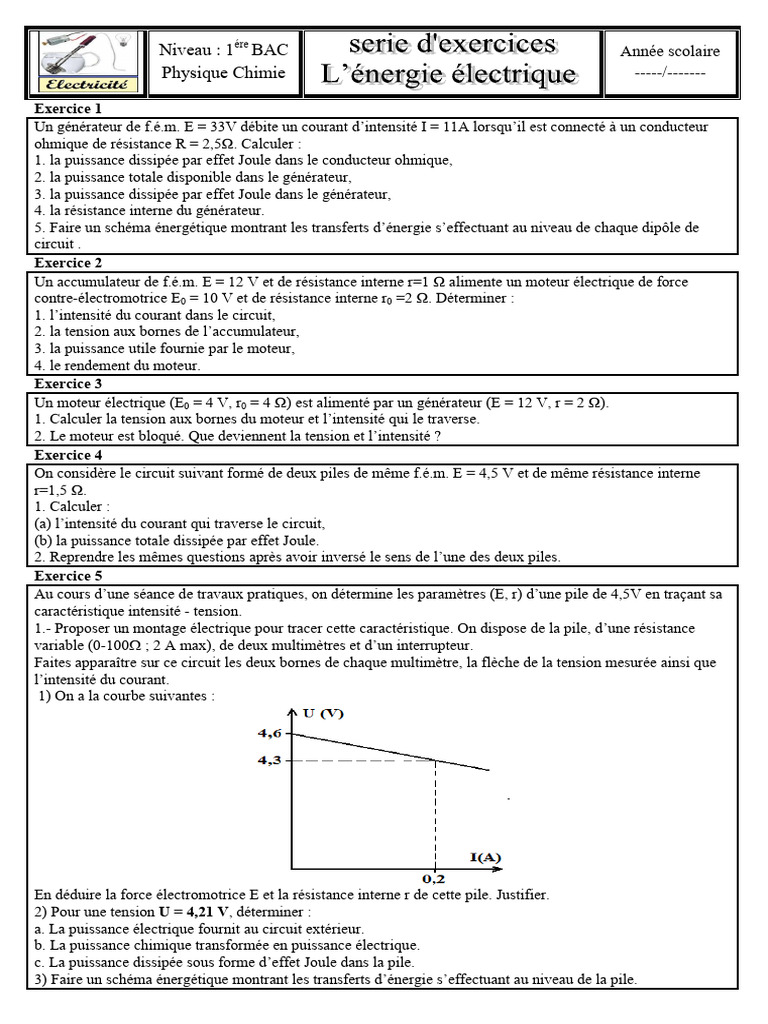 Exercices sur le comportement d'un circuit électrique | PDF ...