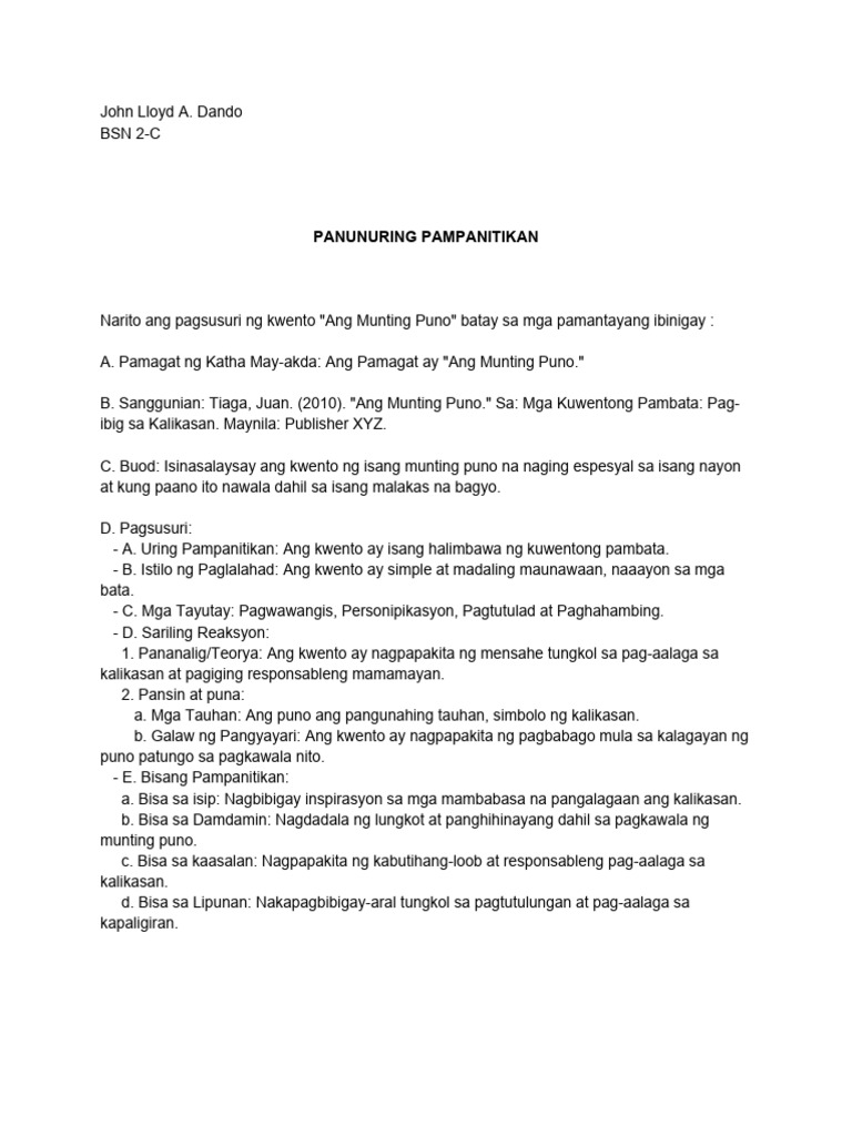 Panunuring Pampanitikan | PDF