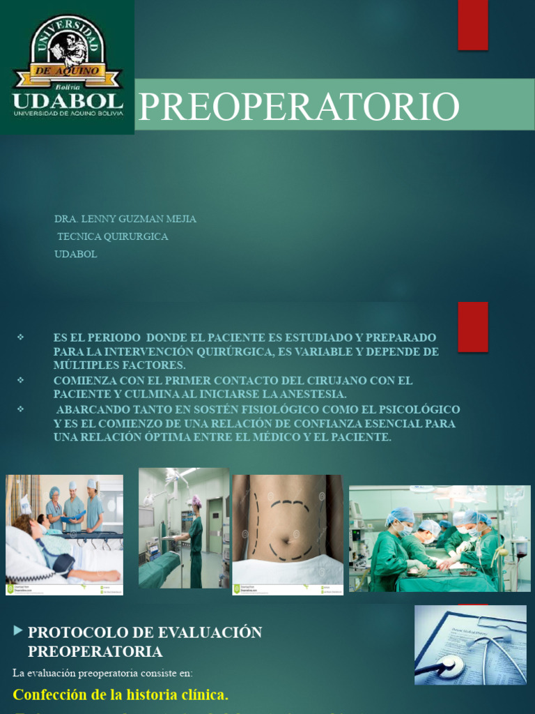 Preoperatorio y Post Operatorio Udabol | PDF | Anestesia | Cirugía