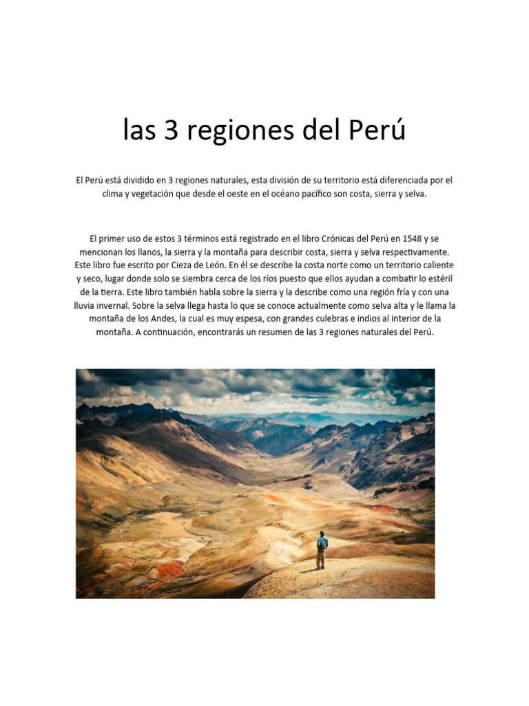 las 3 regiones del Perú - copia | PDF | Perú | Selva