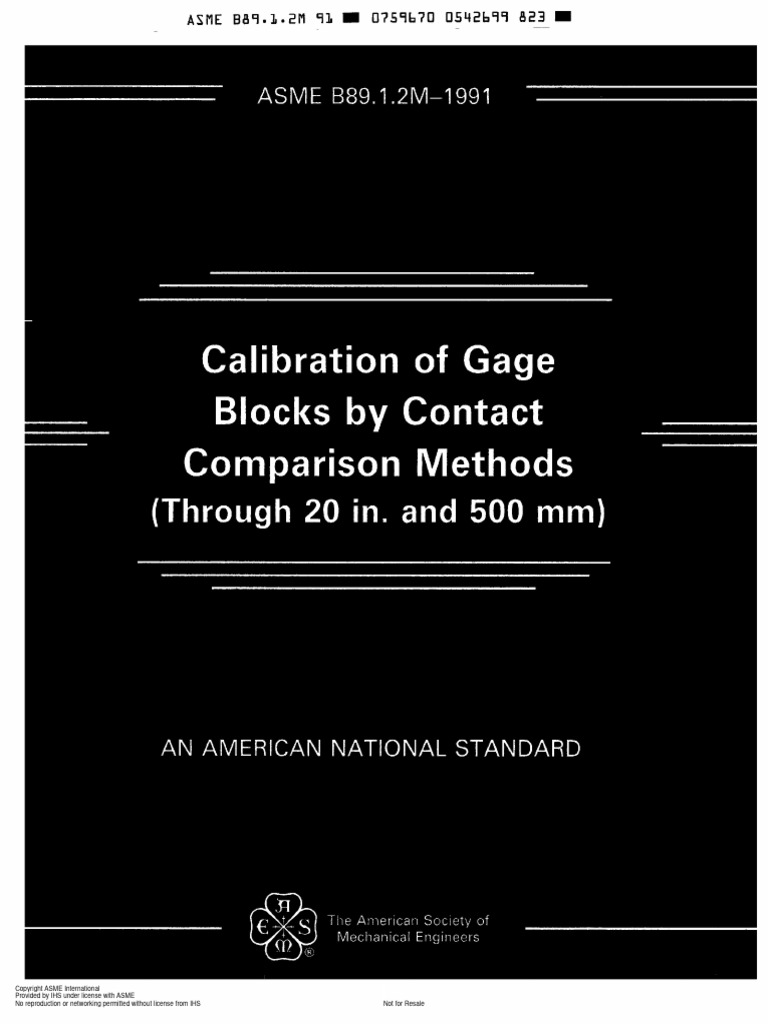 Asme B89 1 2m 1991 Calibration Of Download Free Pdf Calibration