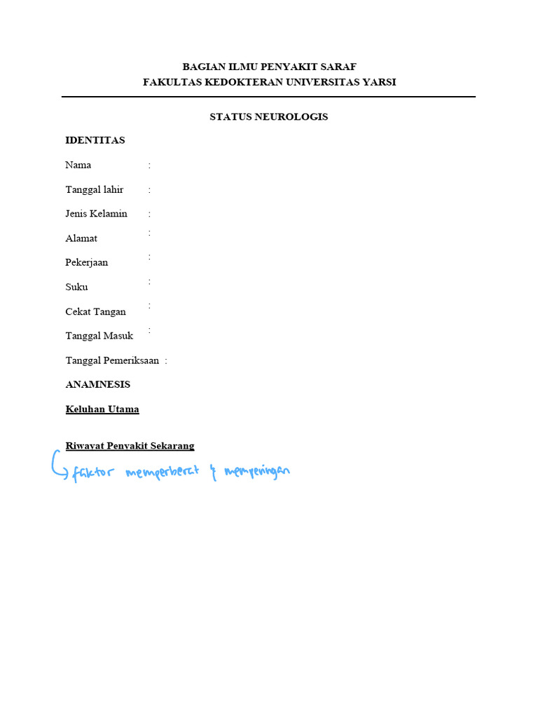 Status Neurologis Pasien Klinik | PDF