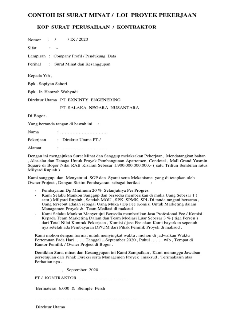 Contoh Surat Minat | PDF | Karier & Perkembangan