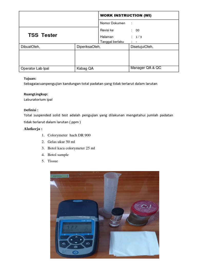 Pengecekan TSS | PDF