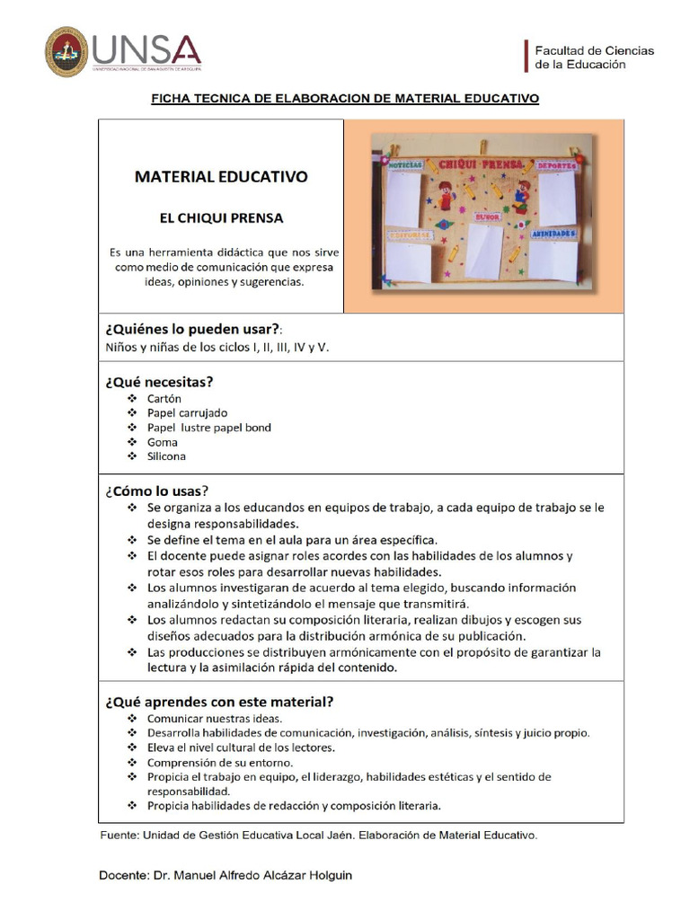 10 Ficha Tecnica de Elaboracion de Material Educativo | PDF