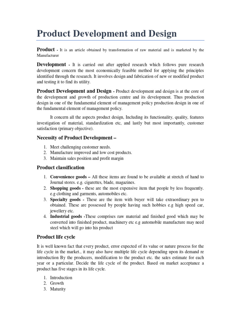Product Development and Design | PDF | Product (Business) | Marketing