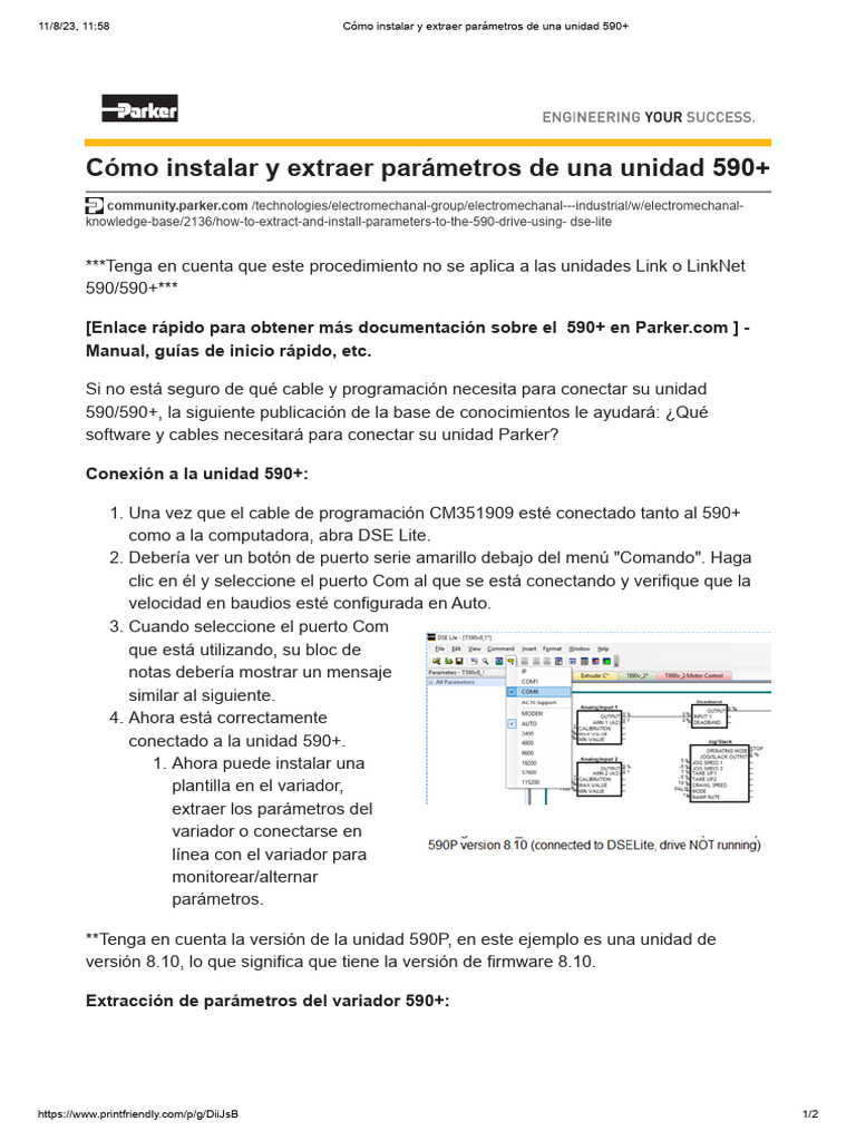 Cómo Instalar y Extraer Parámetros de Una Unidad 590+ | PDF ...