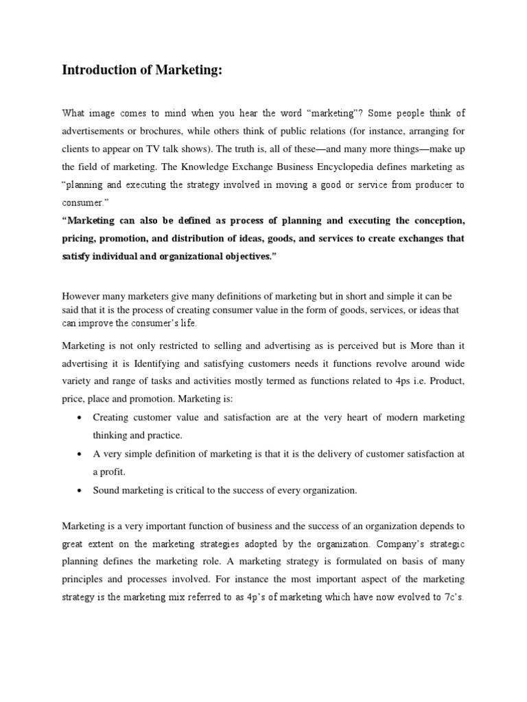 Introduction of Marketing | PDF | Brand | Marketing