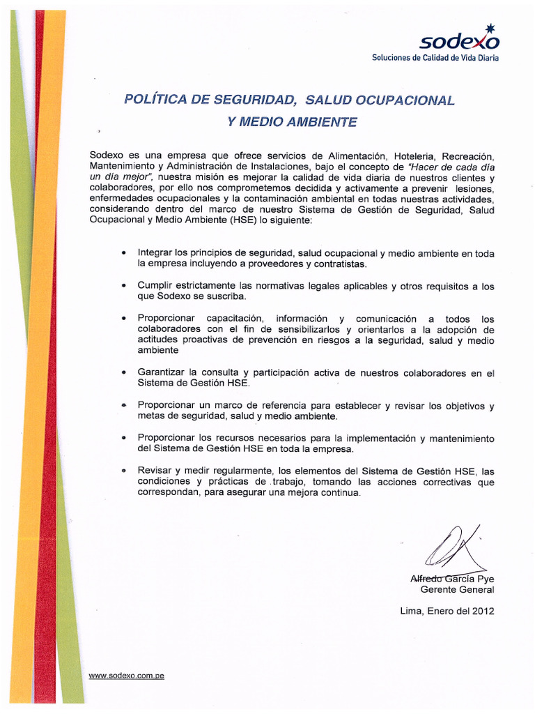 Política HSE Sodexo | PDF