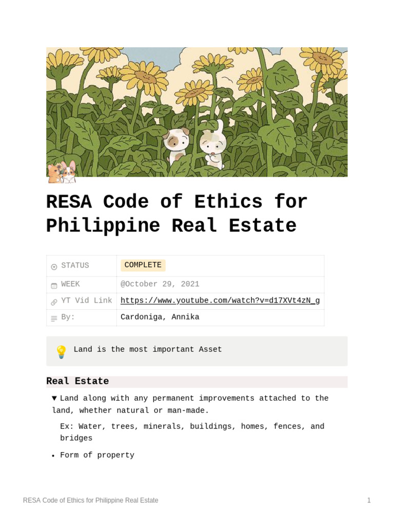 RESA Code of Ethics For Philippine Real Estate | Download Free PDF ...