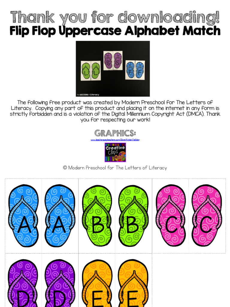 Flip Flop Uppercase Alphabet Match | PDF