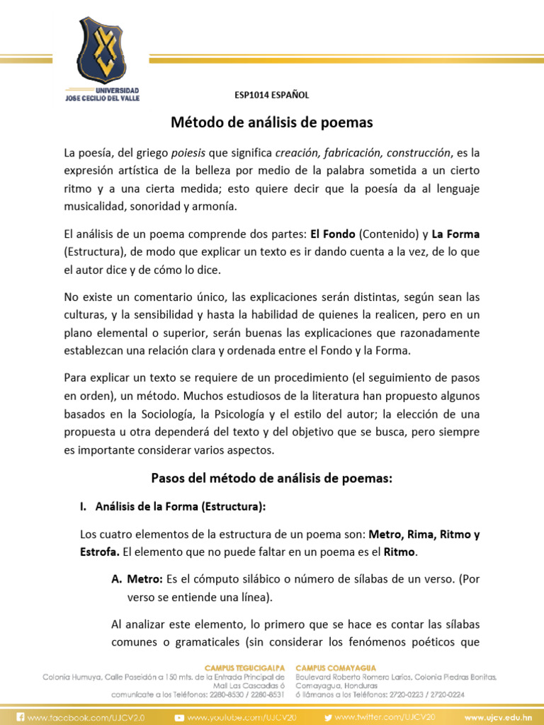 Método de Análisis de Poemas. | PDF | Poesía | Sílaba