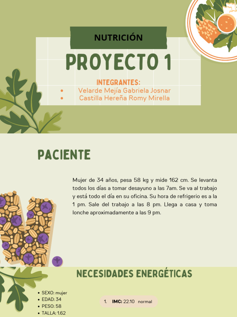 Presentación Proyecto Nutrición Comida Vegana Ilustrativo Verde | PDF ...