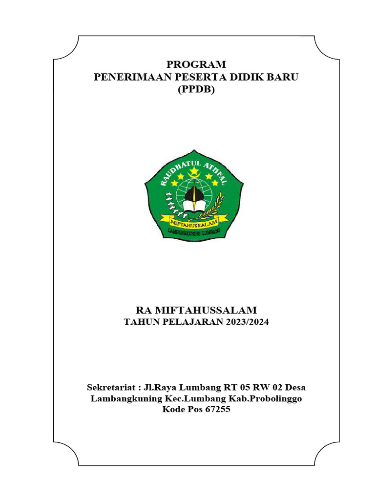 CONTOH PROGRAM_PPDB_Miftahul ULum | PDF
