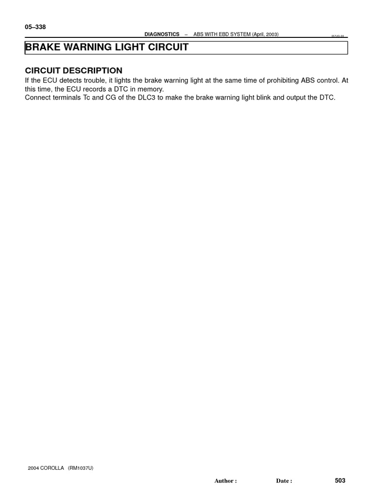 2004 Corolla ABS Diagnostics Guide | PDF | Anti Lock Braking System ...