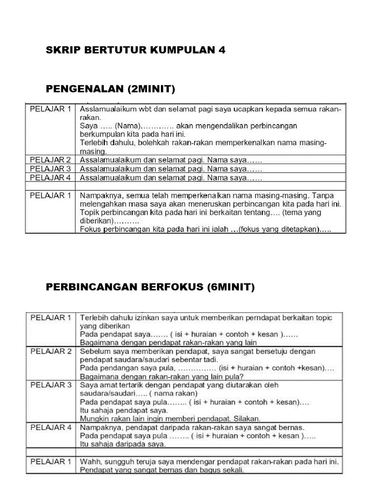 Skrip BM Bertutur | PDF