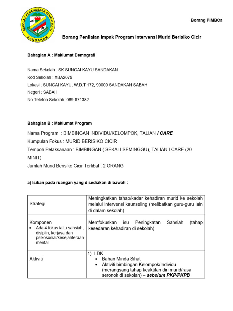 Laporan Kaunseling Murid Cicir | PDF