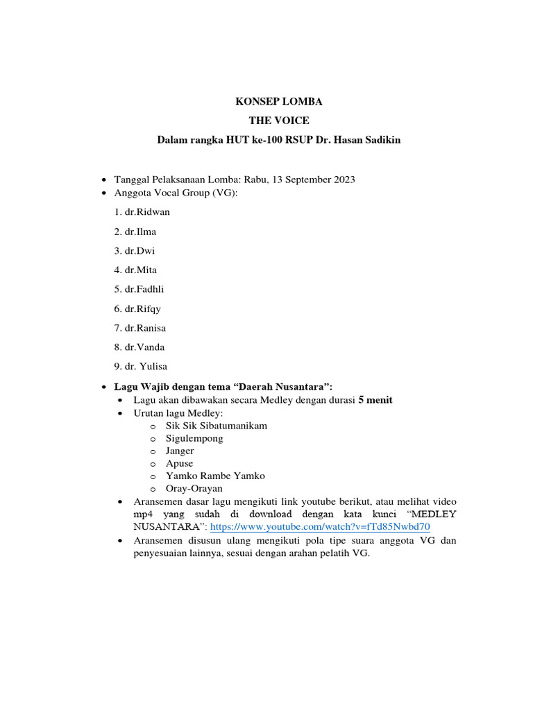 Konsep Lomba The Voice - VG KSM Ikkk | PDF