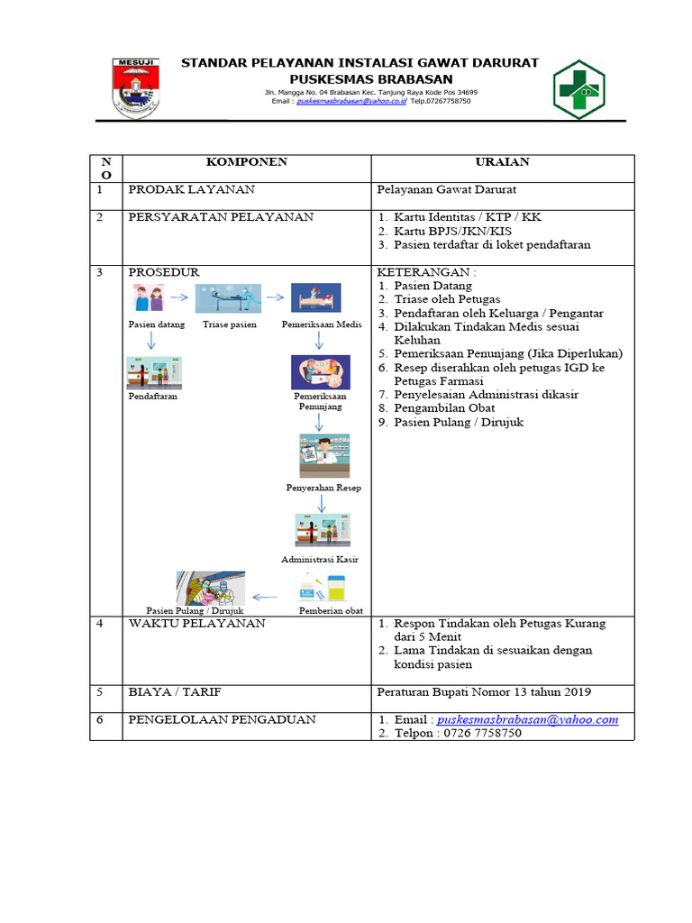 STANDAR PELAYANAN INSTALASI GAWAT DARURAT | PDF