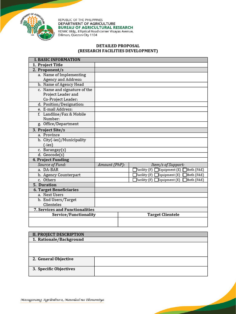 Detailed Proposal Format For Institutional Development (Research ...