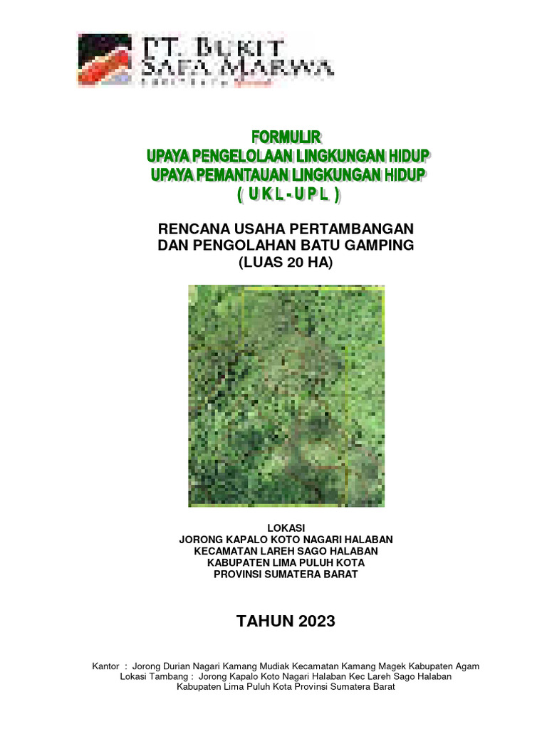 UKL UPL PT Bukit Safa Marwa | PDF