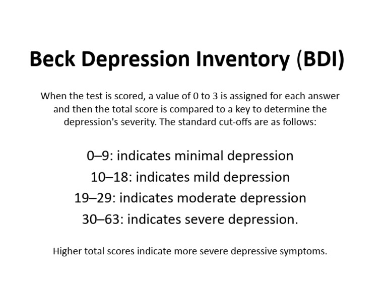 Beck Depression Inventory (BDI) | PDF