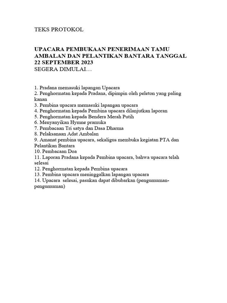 Teks Protokol Dan Doa Pta Dan Bantara | PDF | Agama & Spiritualitas