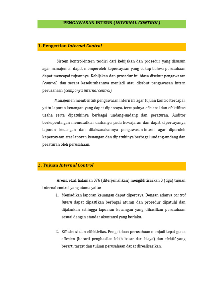 Internal Control Dan Audit Test | PDF