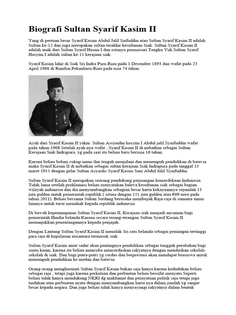 Biografi Sultan Syarif Kasim Ii Pdf