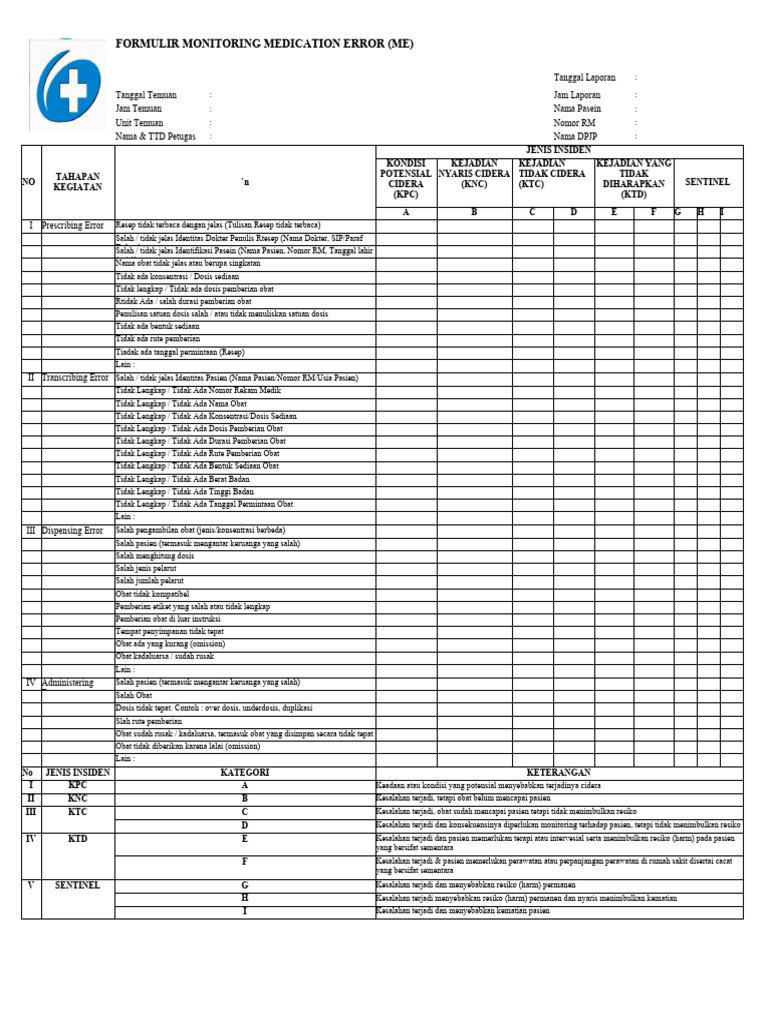 Formulir Monitoring Kesalahan Obat | PDF